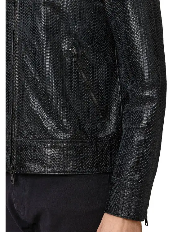 John Varvatos Benjamin Embossed Leather Jacket