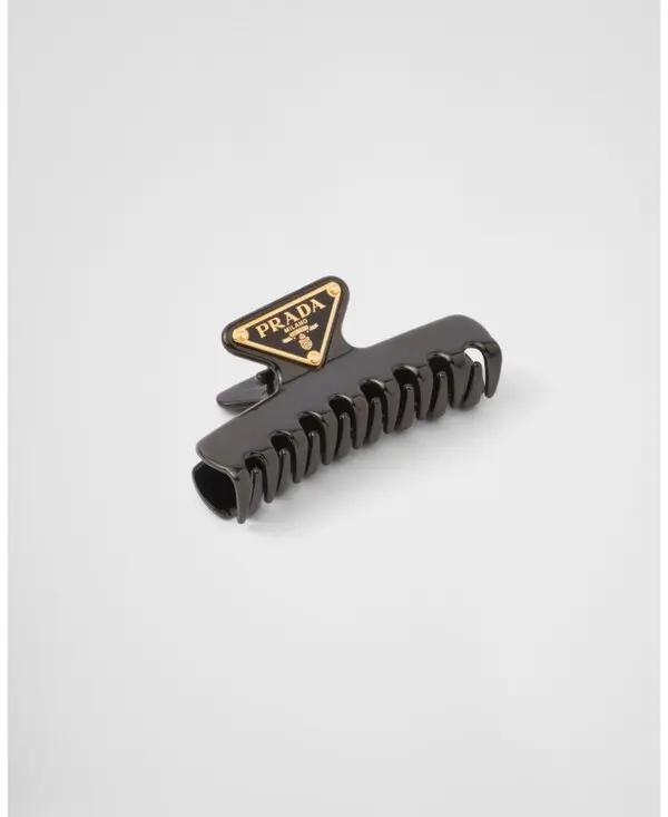Prada Metal Hair Clip - Black | Editorialist
