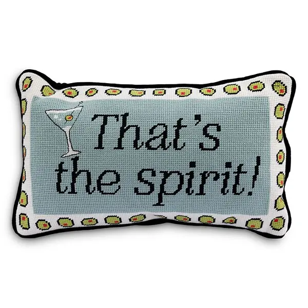 FURBISH That's The Spirit Needlepoint Pillow, 15 X 9 - Black