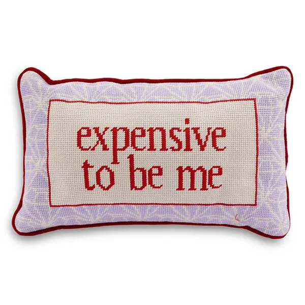 FURBISH Expensive To Be Me Needlepoint Pillow, 15 X 9 - Red