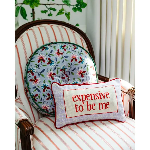 FURBISH Expensive To Be Me Needlepoint Pillow, 15 X 9