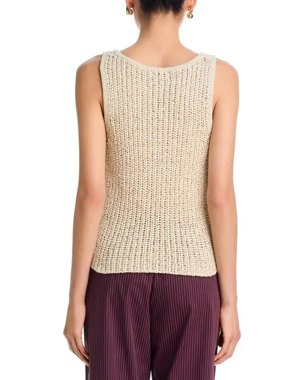 Aqua Tape Yarn V Neck Knit Tank