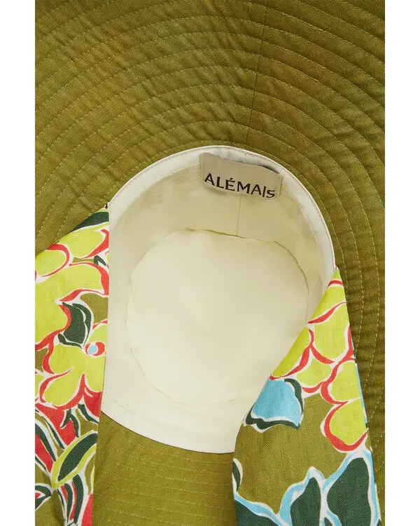 ALEMAIS Wide Brim Sun Hat With Floral Print And Tie Detail - Multi