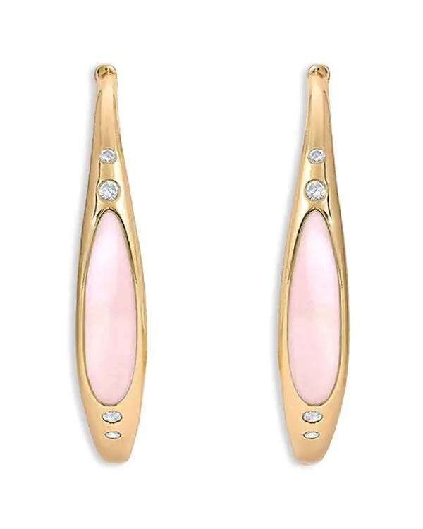 Ettika Gemstone Hoop Earrings - Rose Quartz