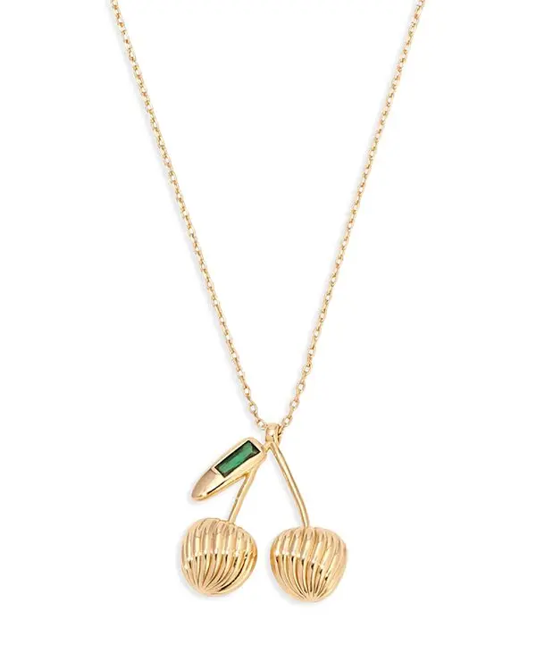 Ettika Sweet Cherry Cubic Zirconia Pendant Necklace - Green