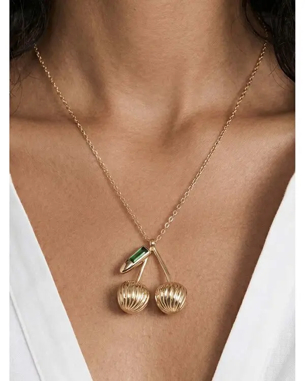Ettika Sweet Cherry Cubic Zirconia Pendant Necklace