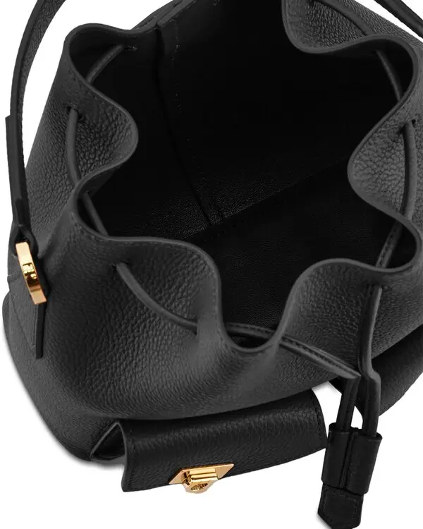 FERRAGAMO Mini Textured Leather Bucket Bag - Nero