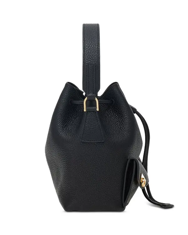 FERRAGAMO Mini Textured Leather Bucket Bag - Nero