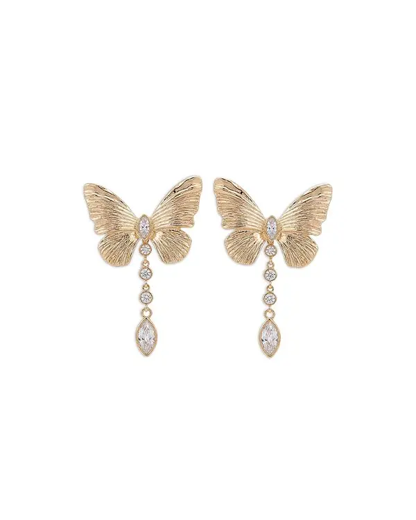 Ettika Cubic Zirconia Butterfly Drop Earrings - Gold