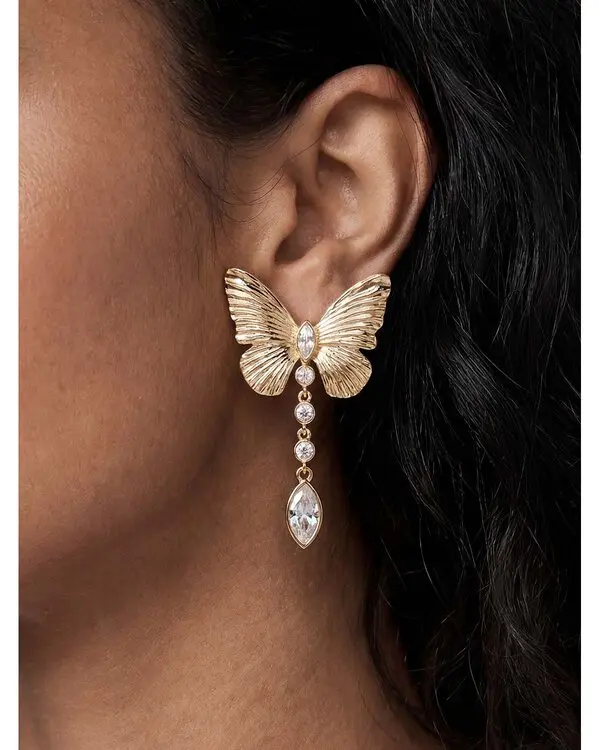 Ettika Cubic Zirconia Butterfly Drop Earrings