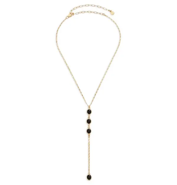 Ettika Lariat Necklace With Cubic Zirconia - Black
