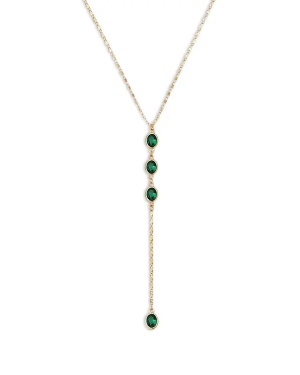 Ettika Lariat Necklace With Cubic Zirconia - Green