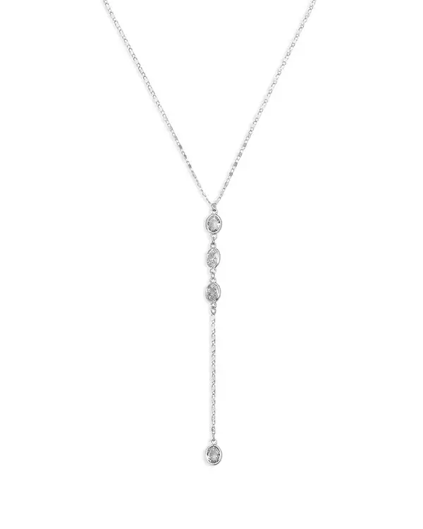 Ettika Lariat Necklace With Cubic Zirconia - Silver