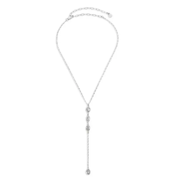 Ettika Lariat Necklace With Cubic Zirconia - Silver