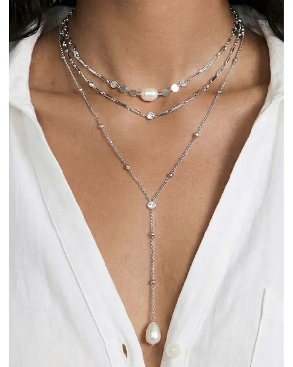 Ettika Layered Pearl Lariat Necklace