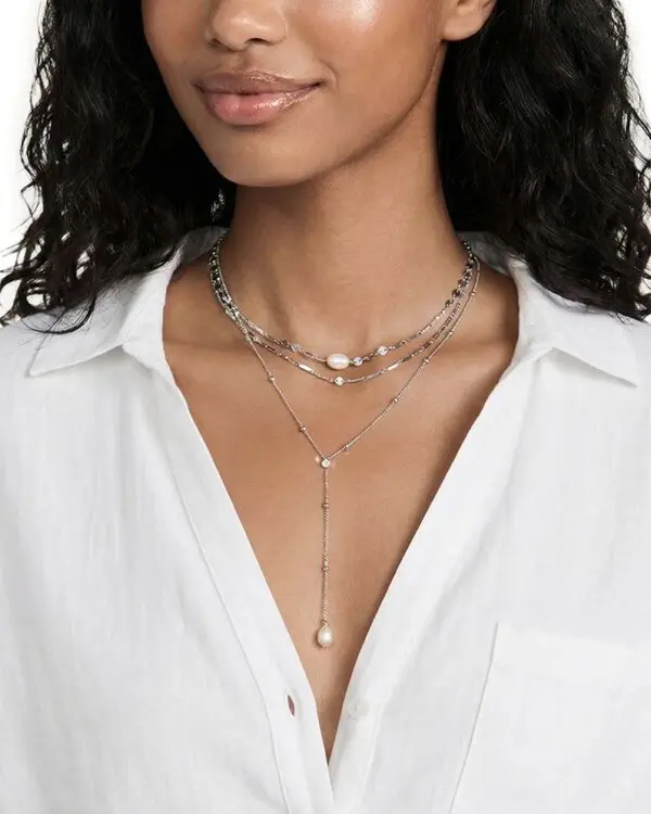 Ettika Layered Pearl Lariat Necklace