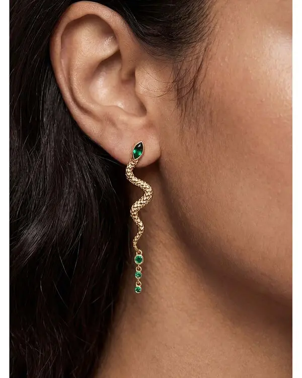 Ettika Serpentina Pave Snake Linear Drop Earrings