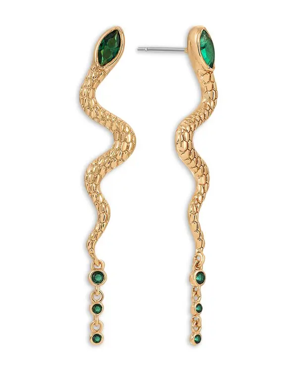 Ettika Serpentina Pave Snake Linear Drop Earrings