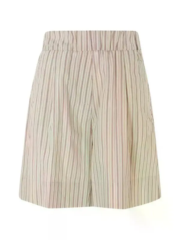 MYTHS Striped Elasticated-waist Mini Shorts - Neutrals