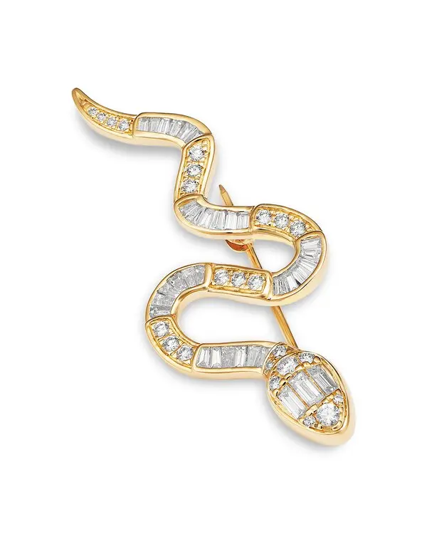 Bloomingdale'S Diamond Snake Pin In 14k Yellow