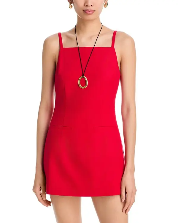 Aqua Britt Linen Blend Dress - Red