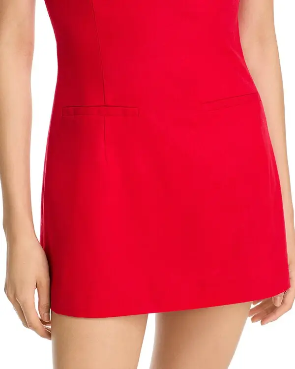 Aqua Britt Linen Blend Dress - Red
