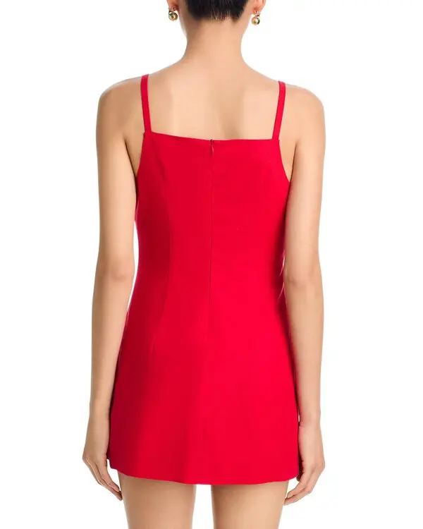 Aqua Britt Linen Blend Dress - Red