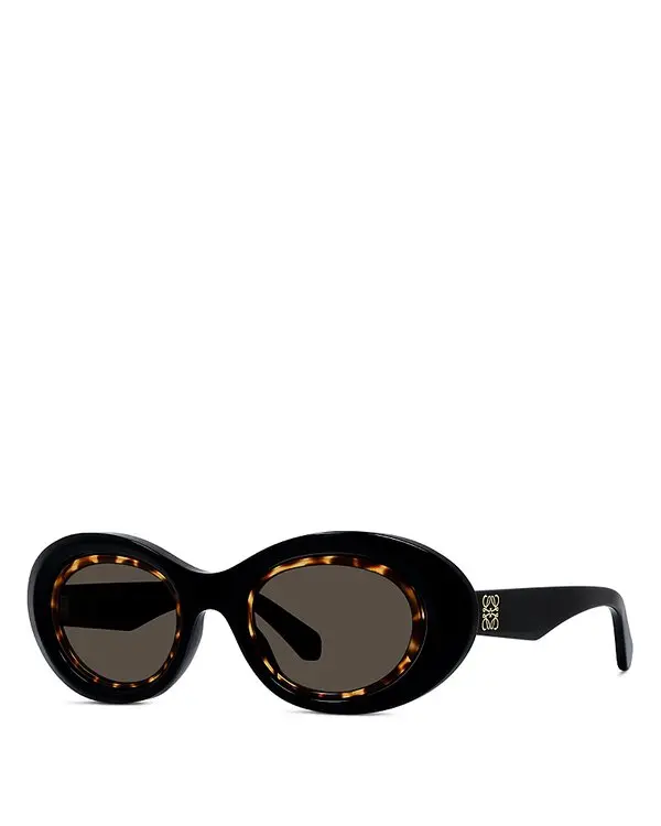 Loewe Anagram Oval Sunglasses - Black/brown