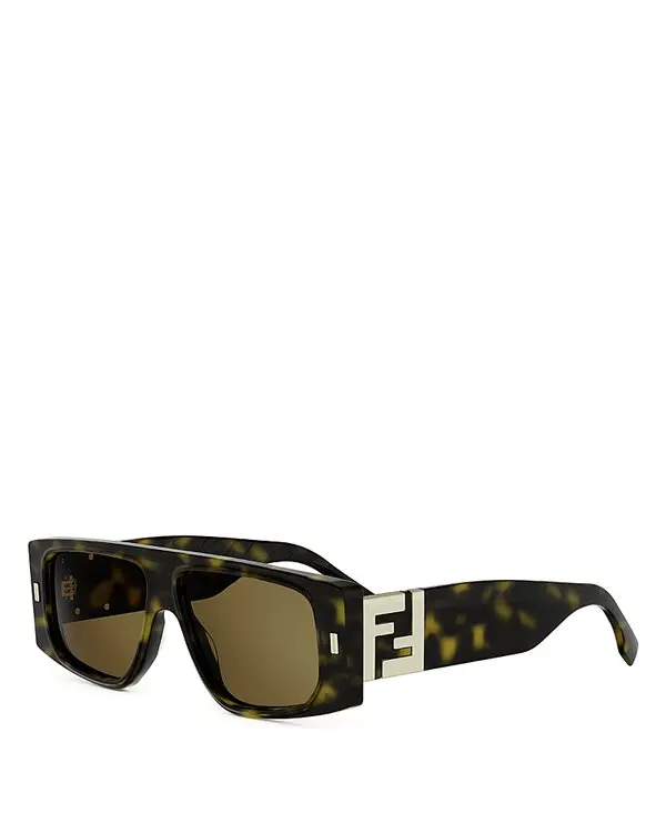 Fendi Ff Squared Rectangular Sunglasses, 56mm - Havana/brown