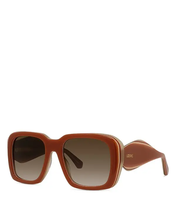 Loewe Signature Square Frame Sunglasses, 53mm - Orange/brown