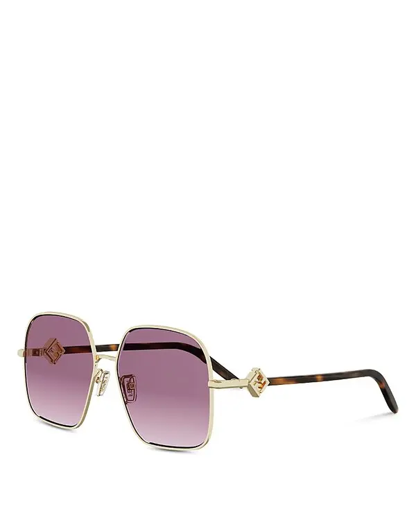 Fendi Ff Diamonds Square Sunglasses, 58mm - Gold/violet