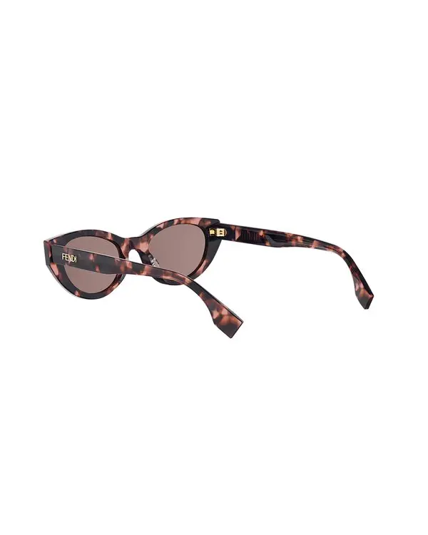 Fendi Lettering Oval Sunglasses, 51mm