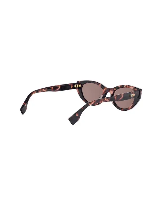 Fendi Lettering Oval Sunglasses, 51mm