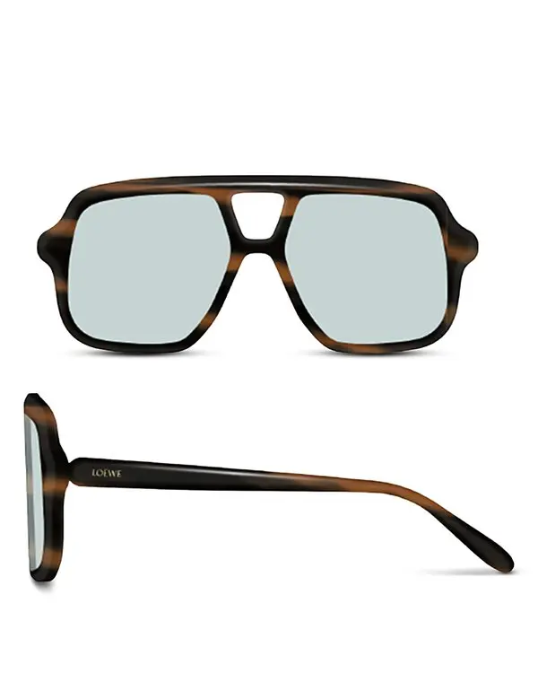 Loewe Slim Rectangular Sunglasses, 54mm - Havana/blue