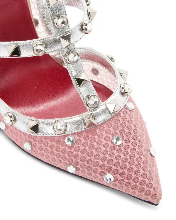 Valentino Garavani Rockstud Leather & Mesh Pumps