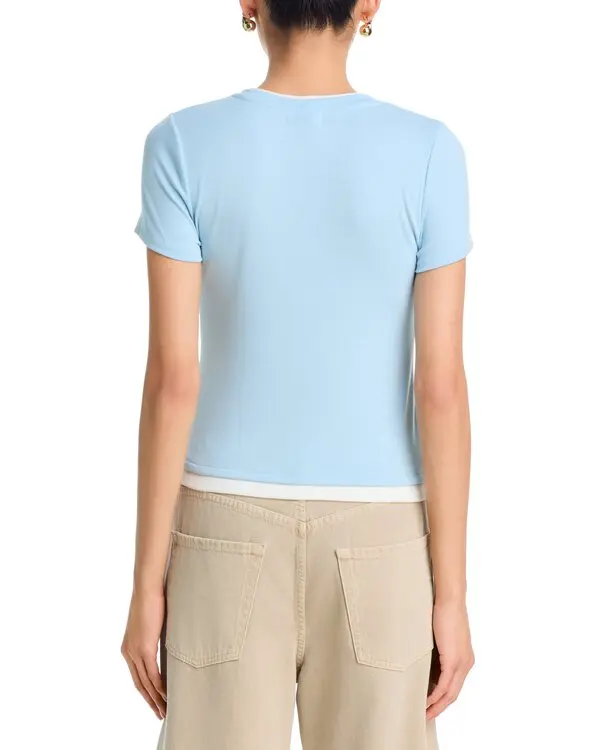 Aqua Contrast Trim Tee - Light Blue