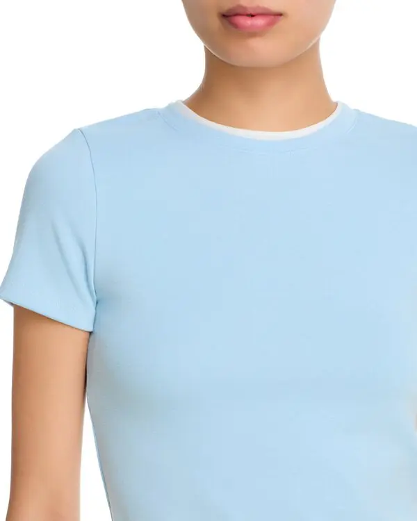 Aqua Contrast Trim Tee - Light Blue