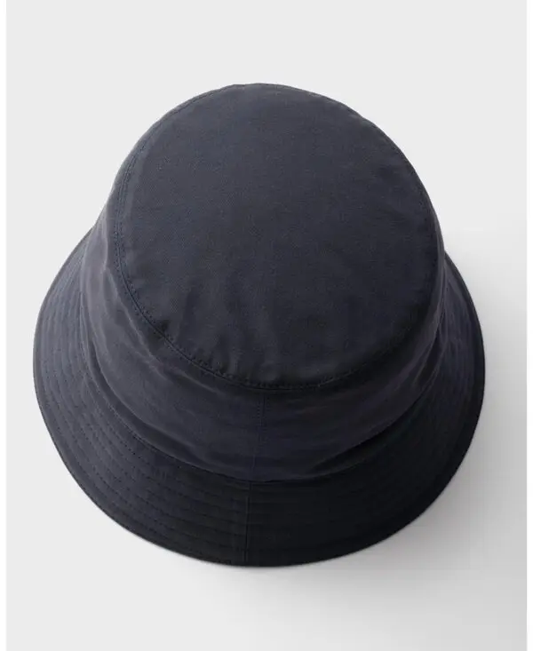 Prada Embroidered Logo Gabardine Bucket Hat - Blue