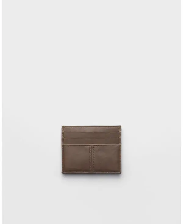 Prada Leather Card Holder - Grey