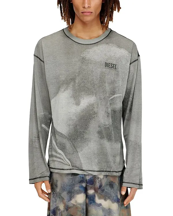 DIESEL® Trompe L'oeil Logo Graphic Shirt - Light/grey