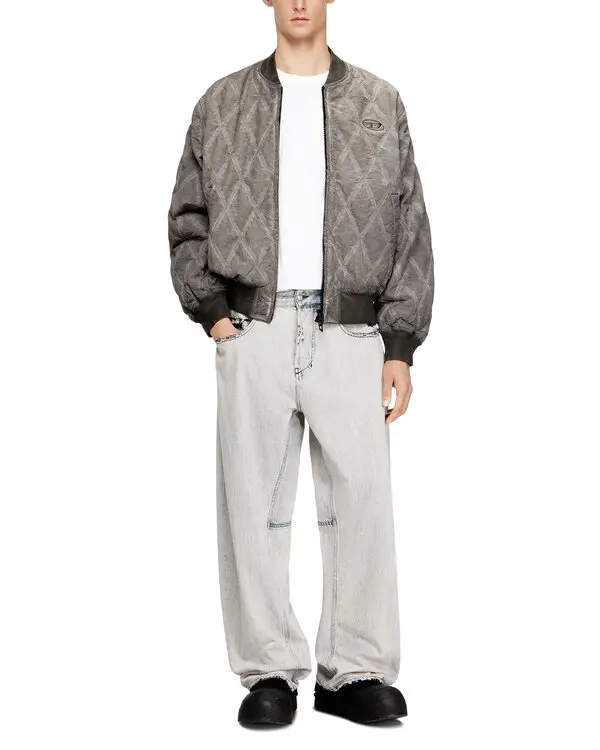 DIESEL® J-type Argyle Diamonds Logo Bomber Jacket - Grey