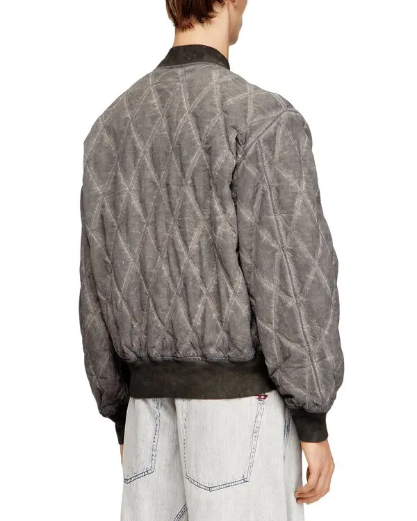 DIESEL® J-type Argyle Diamonds Logo Bomber Jacket - Grey