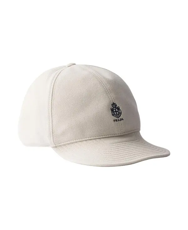 Prada Embroidered Logo Pique Baseball Cap - Neutral