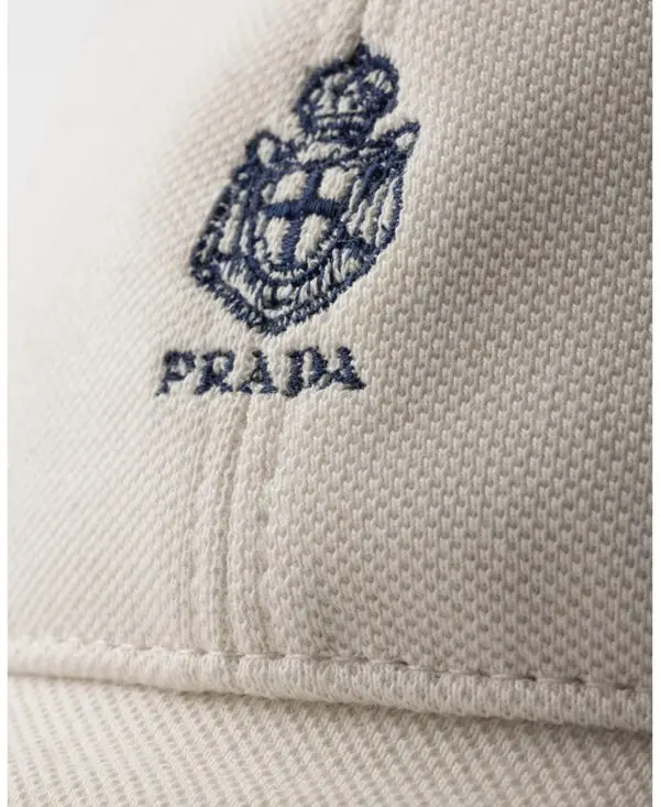 Prada Embroidered Logo Pique Baseball Cap - Neutral