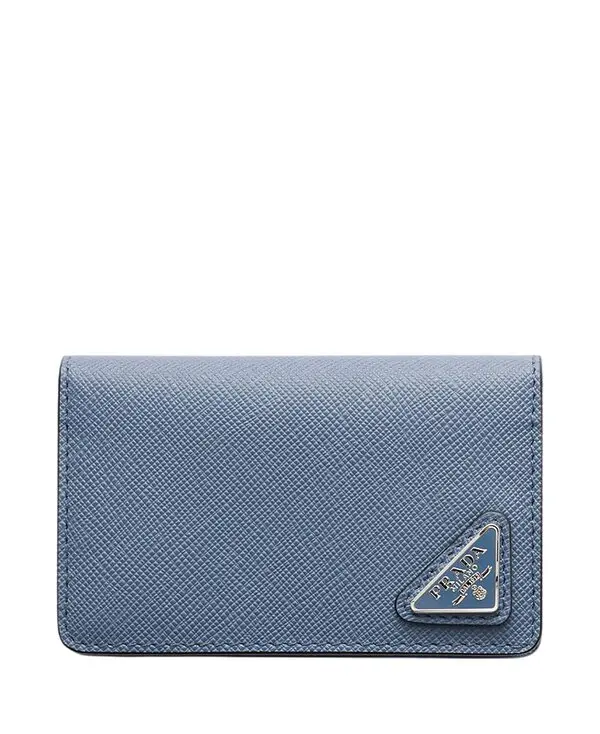 Prada Saffiano Leather Card Holder - Blue