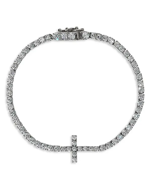 Nadri Astrid Cubic Zirconia Cross Tennis Bracelet - Rhodium