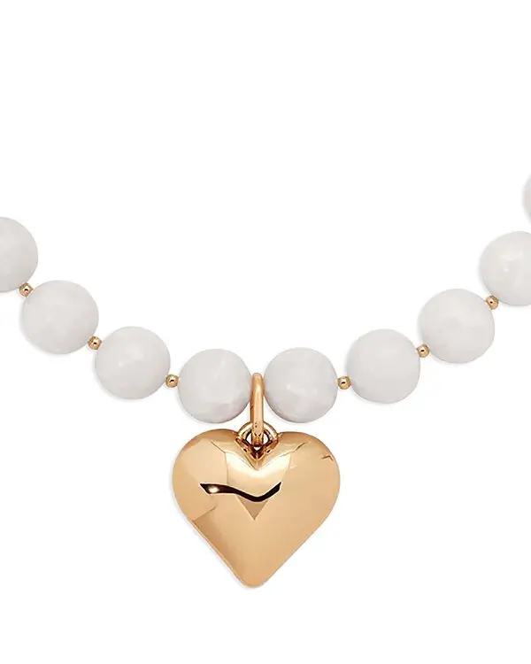 Ettika Heart Stone Beaded Pendant Necklace - Bone