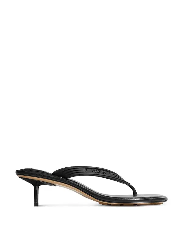 Bottega Veneta Sampieri Kitten Heel Thong Sandals - Nero