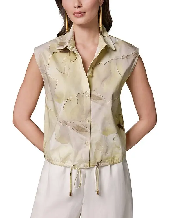 Donna Karan New York Sleeveless Shirt With Drawstring Hem - Citrus Green