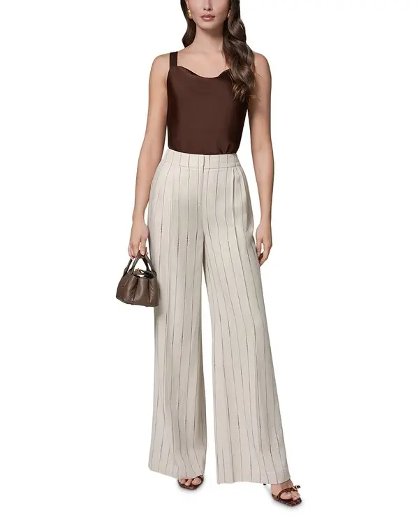 Donna Karan New York High Waisted Wide Leg Striped Pants